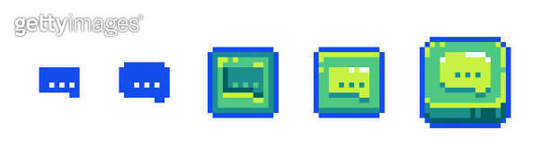 Pixel Message Button Icon Set for Retro Game UI. Retro 8-Bit Style Chat ...