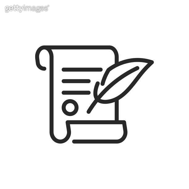 Constitution Icon with Quill Pen, Legal Document Vector Illustration ...