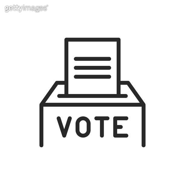 Ballot Box Icon for Election and Voting, Outline Thin Line Vector ...