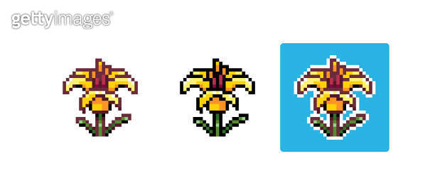 Pixel Art Lily Icon Vector Illustration. Lilium Flower Graphic Isolated ...