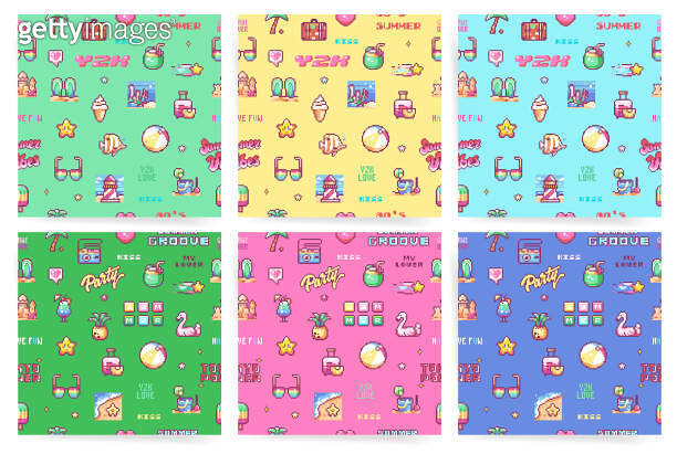 Y2K Summer Vibes Patterns Set 이미지 (2158601844) - 게티이미지뱅크