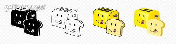 Toaster and toast cartoon character, graphic design. Food, meal ...