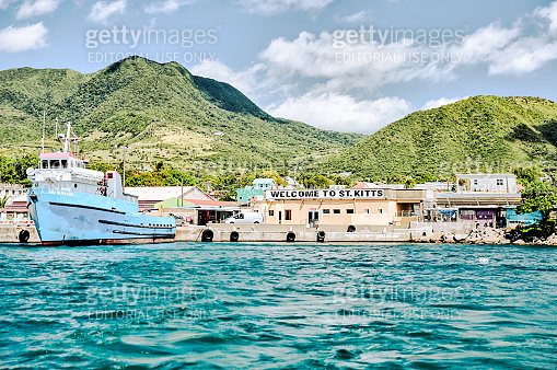 Boats in the marina of the port town of Basseterre in Saint Kitts and ...