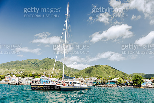 Boats in the marina of the port town of Basseterre in Saint Kitts and ...