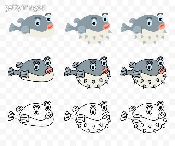 Cute fugu fish cartoon character, graphic design. Animal, blowfish ...