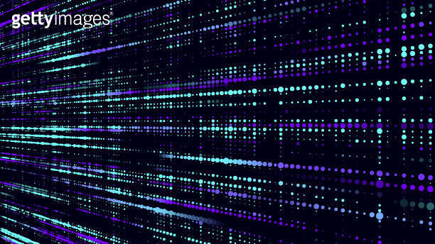 Futuristic blue dots background. Abstract glitch background. Texture corrupted binary code ...