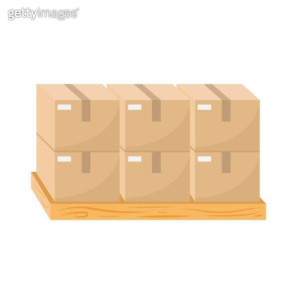stack of cardboard box on wooden pallets cartoon vector element design ...