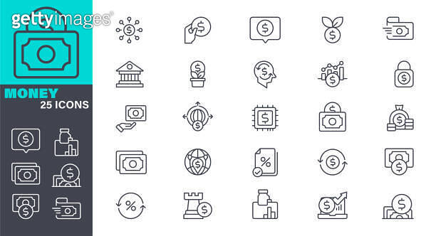 Making Money Icon set. Editable stroke. The set contains icons ...