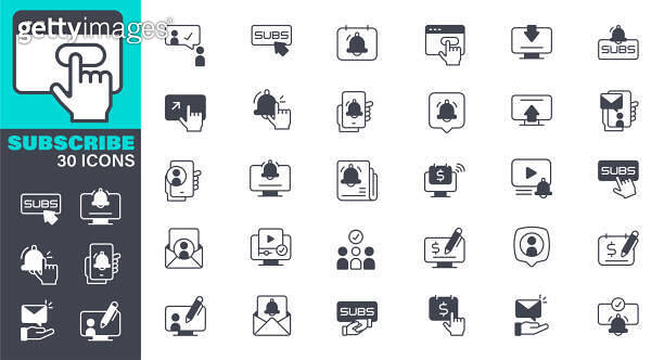 Subscription Icons set. Solid icon collection. Vector graphic elements ...