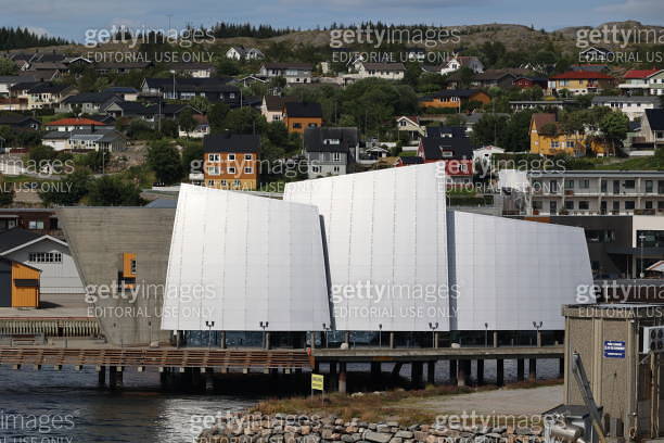 View of the Coastal Museum in the Norwegian town of Rorvik 이미지 ...