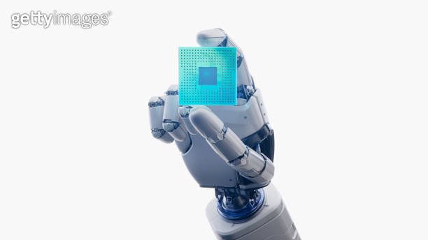 White Hand of Humanoid Robot is Holding and Shosing Innovative and ...