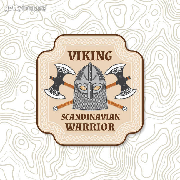 Viking warrior , badge, sticker. Vector illustration. For emblems ...
