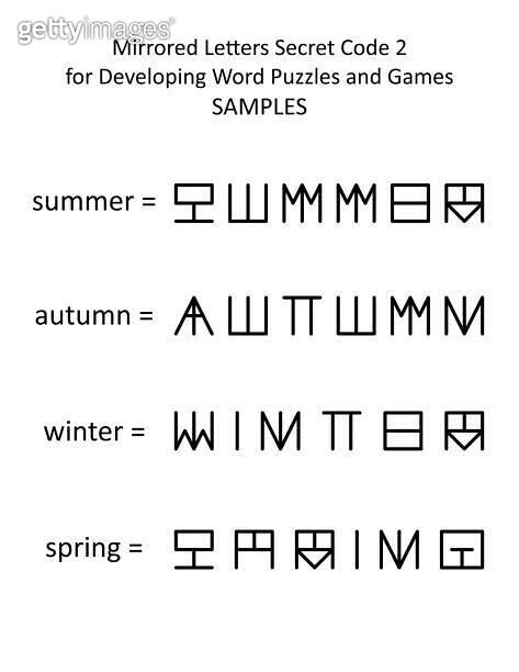 Samples. Mirrored letters secret code 2 for developing word puzzles and ...