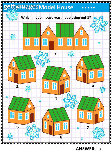 Picture puzzle or visual riddle: Which model house was made using net 1 ...