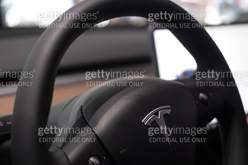 steering wheel Tesla model Y electric car, Driver's column, modern ...