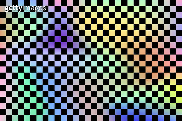 Trendy checkered backgrounds with bright psychedelic rainbow 이미지 ...