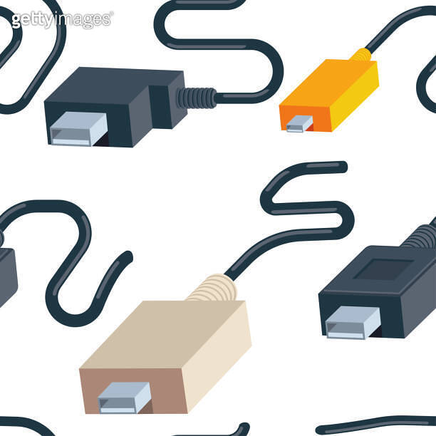Usb cables vector cartoon seamless pattern background for wallpaper ...