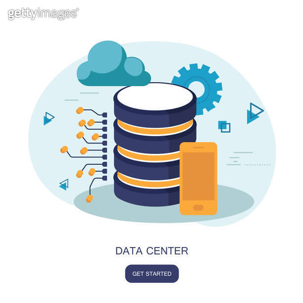 Data Center Cloud Computer Connection Hosting Server Database Flat Vector Illustration 이미지 4446