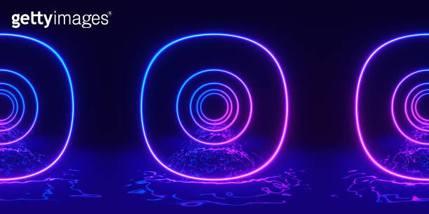 HDRI. Glowing neon lines. Full spherical panorama 360 degrees ...