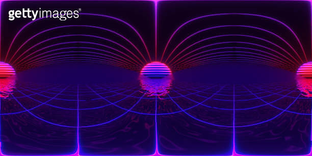 HDRI. Glowing neon lines. Full spherical panorama 360 degrees ...