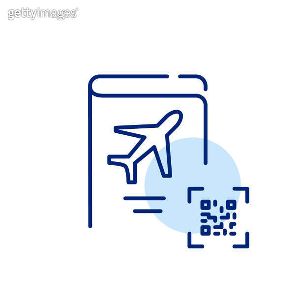 International passport and qr-code. Smart travel id, modern automated check-in. Pixel perfect ...