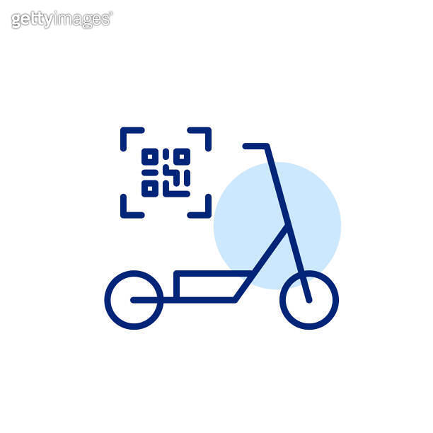 Scooter and qr code. Rental app. Eco-friendly smart urban ...