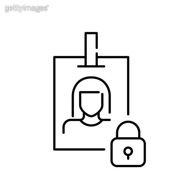 Id card with woman avatar and lock. Safeguarding personal information ...