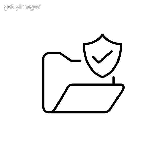 Shield with a checkmark and a folder. Verified security measures and ...