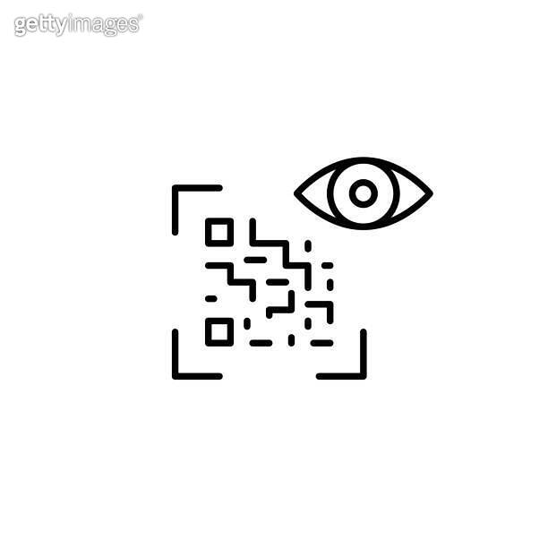Qr code scanning and eye symbol. Digital authentication, code ...