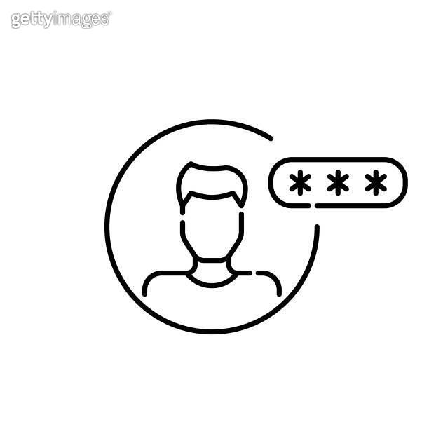 Logging into user account. Password protected male profile. Pixel ...