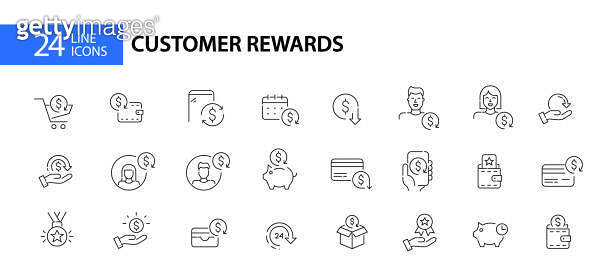 Set of customer loyalty program and rewards. Pixel perfect, editable ...