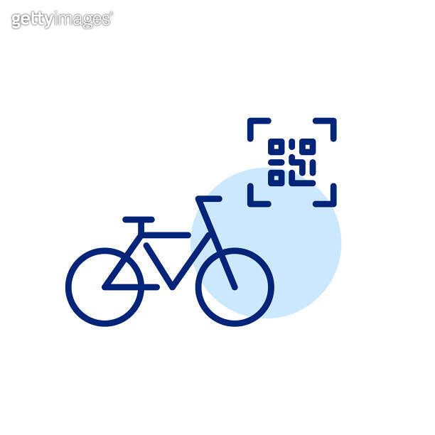 Renting bicycle with qr code. Pixel perfect, editable stroke 이미지 ...