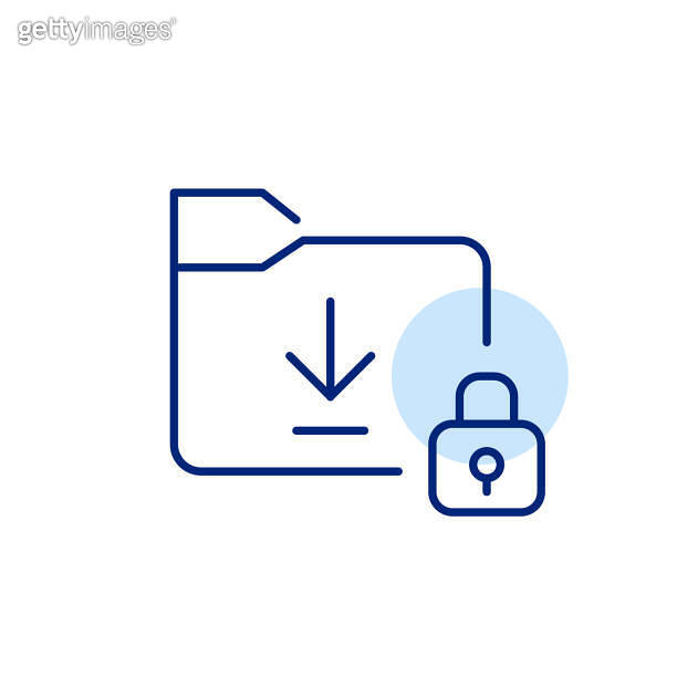 File folder, download arrow and lock. Secure file access, locked data ... File folder, download arrow and lock. Secure file access, locked data ...