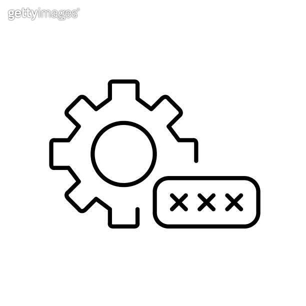 Cogwheel and password input box. Authentication settings, secure login ...