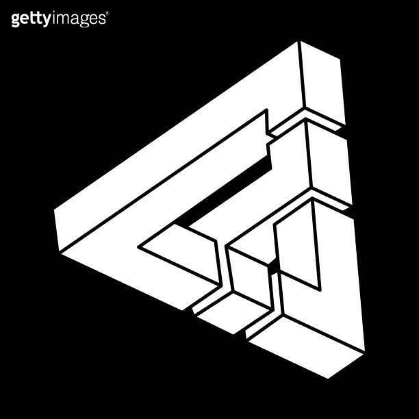 Optical illusion shape. Abstract eternal geometric object. Impossible endless outline figure ...