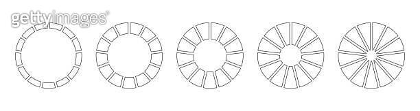 Circle division on 13 equal parts. Wheel divided diagrams with thirteen ...