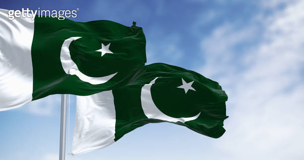 Close-up of Pakistan National flag waving on a clear day (1919750341 ...