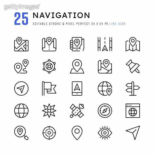 Navigation Line Icons. 24x24 px. Pixel Perfect. Editable Stroke. 이미지 ...