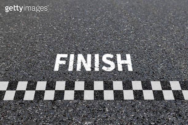 Finish line racing background top view, Textured asphalt with finishing ...