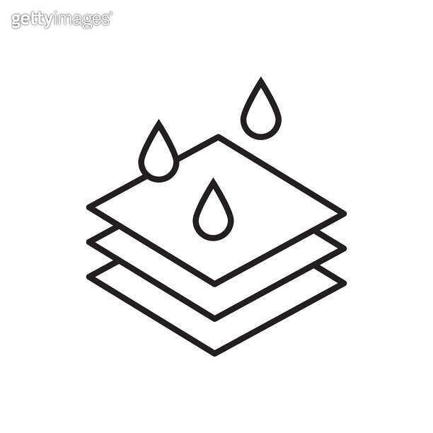 Waterproof material icon. Black line design. Three layered structure ...