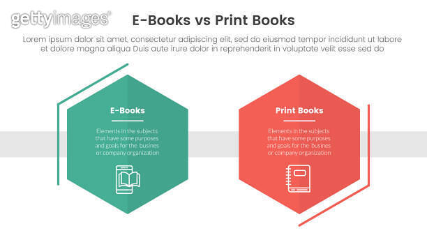 ebook vs physical book comparison concept for infographic template ...