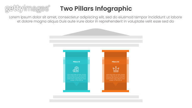 two pillars framework with ancient classic construction infographic ...