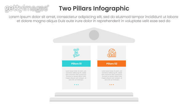 two pillars framework with ancient classic construction infographic ...