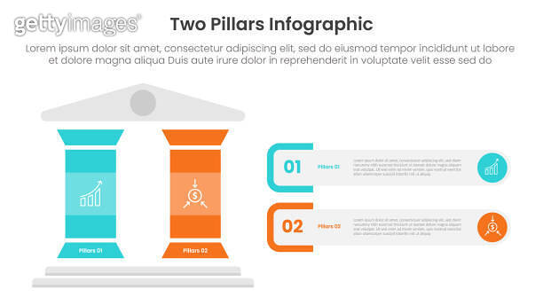 two pillars framework with ancient classic construction infographic ...