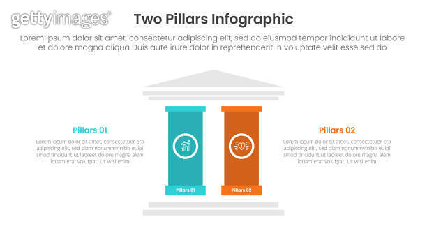 two pillars framework with ancient classic construction infographic ...