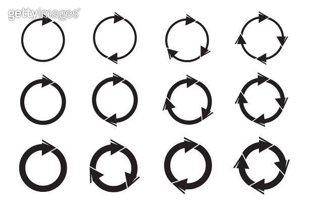 Circular arrows icon. Rotating flow symbol. Recycle arrow graphic ...