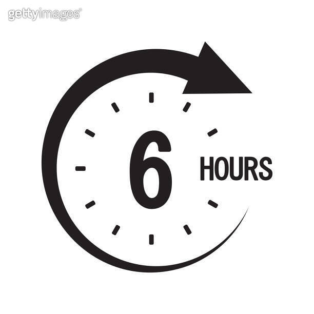Six hours timer. Bold number six. Circular countdown vector. Clock ...