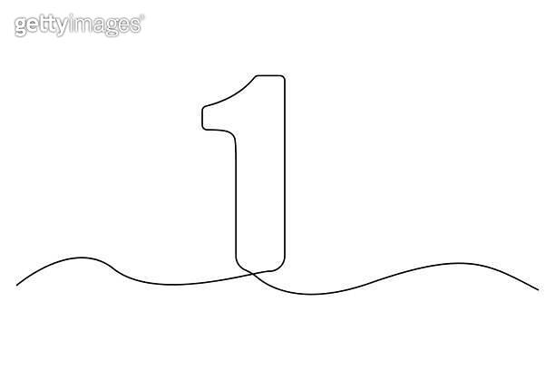 Number one outline. Minimalist vector illustration. Continuous black ...