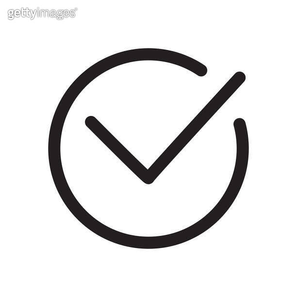 Check mark icon. Black tick vector. Circle approval sign. Simple ...