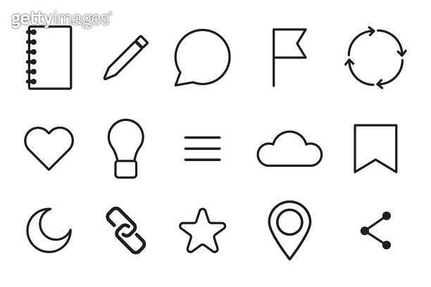 Outline vector icons. Basic minimal symbols. Simple black shapes. Web ...